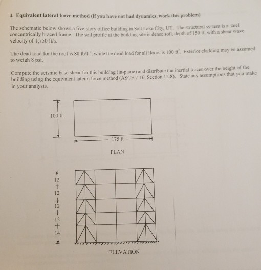 4. Equivalent lateral force method (if you have not | Chegg.com