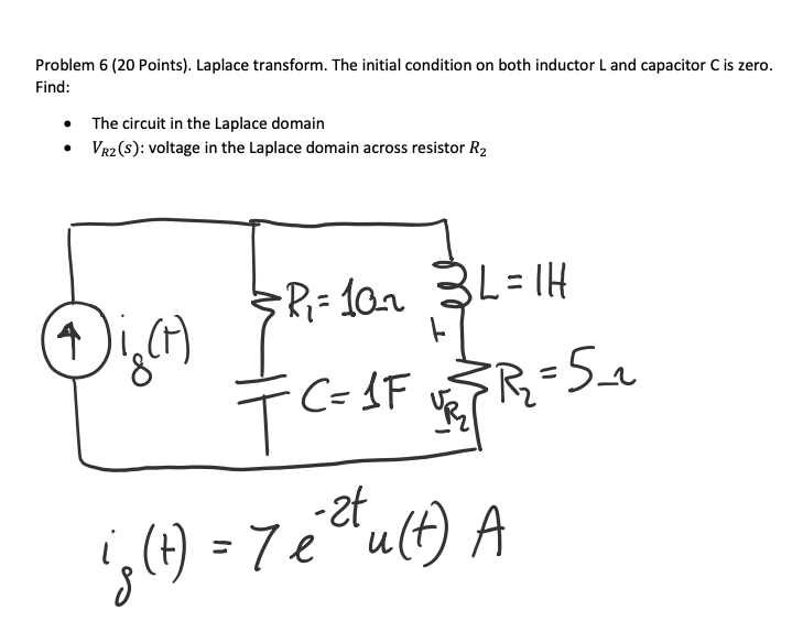 Solved Problem 6 (20 Points). Laplace transform. The initial | Chegg.com