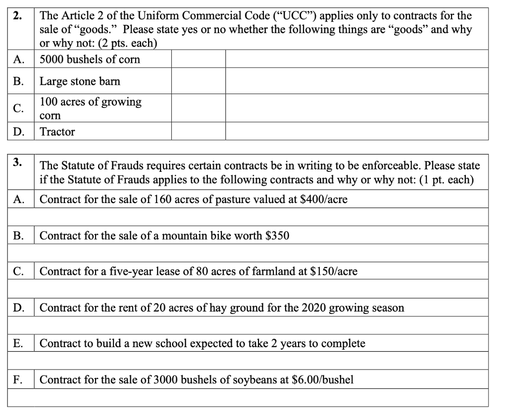 Solved 2. The Article 2 of the Uniform Commercial Code | Chegg.com