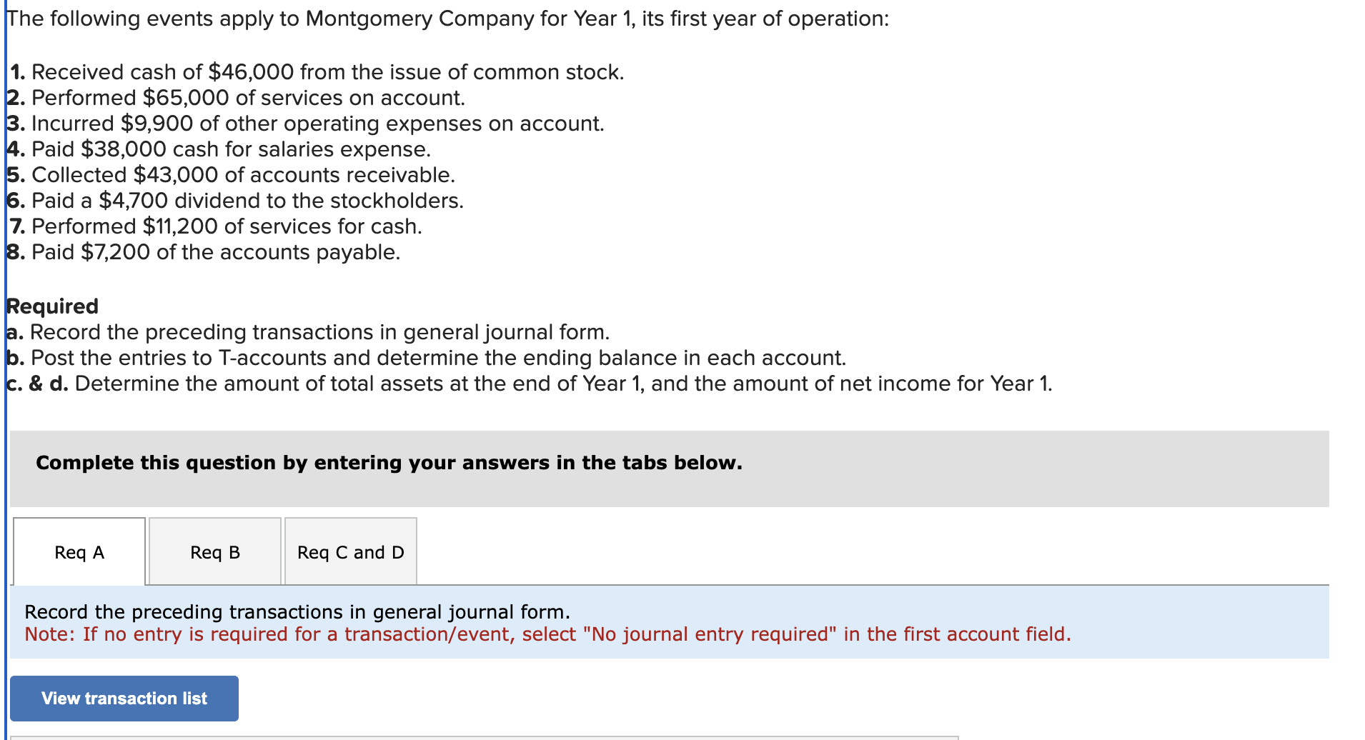 Solved The following events apply to Montgomery Company for | Chegg.com
