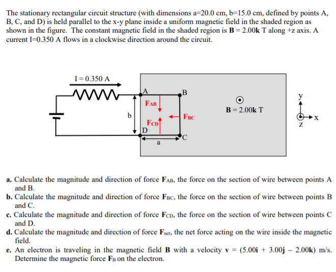 Solved The stationary rectangular circuit structure (with | Chegg.com