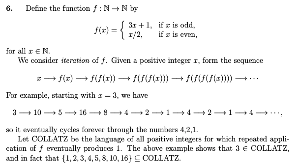 Solved Prove that COLLATZ is recursively enumerable, and | Chegg.com