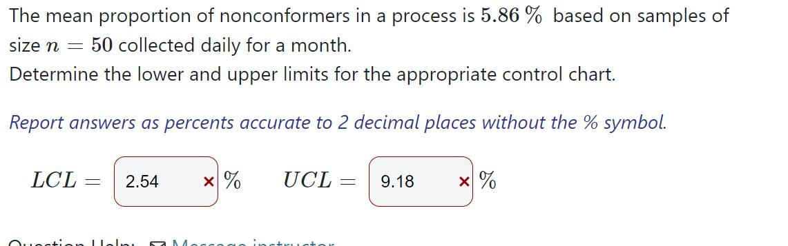 Solved The mean proportion of nonconformers in a process is | Chegg.com