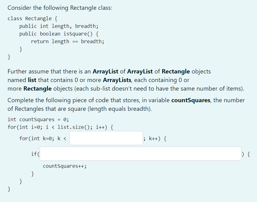 Solved Consider the following Rectangle class: class | Chegg.com