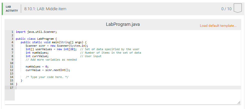 Solved 8.10 LAB: Middle item Given a set of data, output the | Chegg.com Solved 8.10 LAB: Middle item Given a set of data, output the | Chegg.com