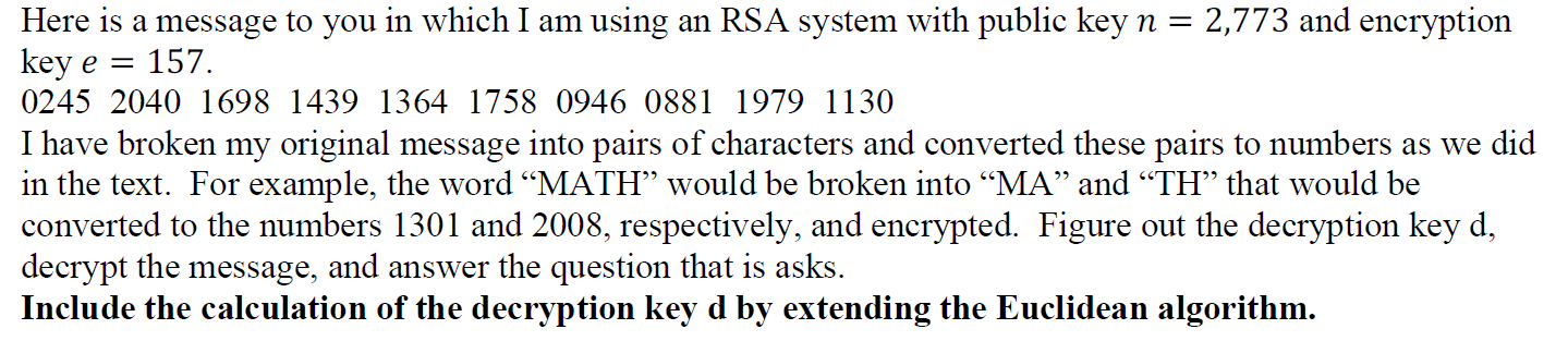 Solved Here Is A Message To You In Which I Am Using An Rsa 