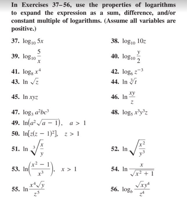 Solved In Exercises 37 56 Use The Properties Of Logarithms 