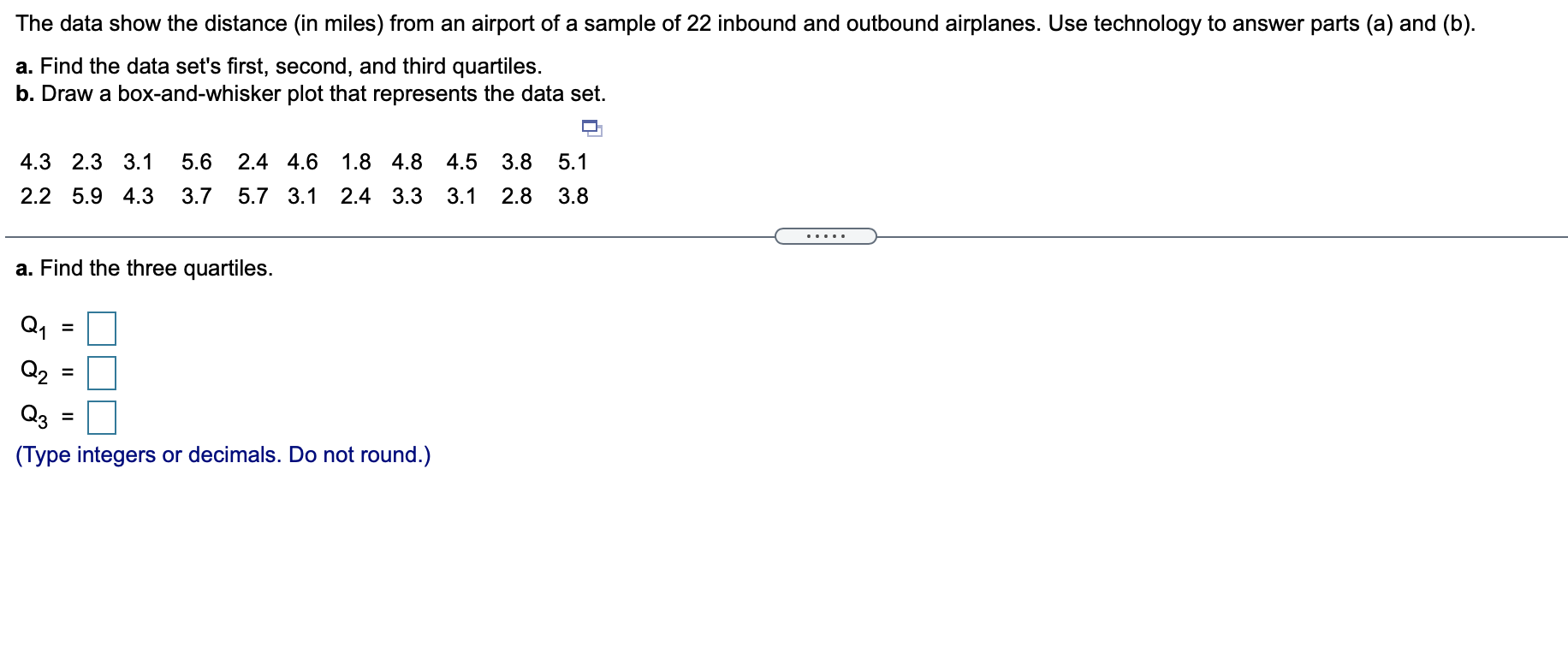 Solved The data show the distance (in miles) from an airport | Chegg.com