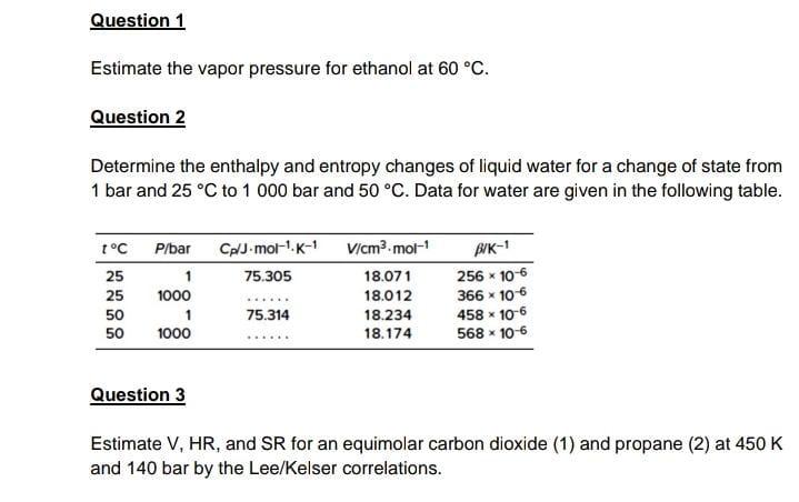 Solved Estimate the vapor pressure for ethanol at 60∘C. | Chegg.com