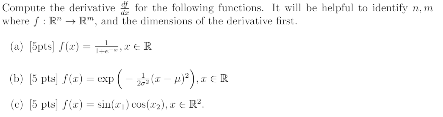 Solved Computing derivative for functions. Please identify | Chegg.com