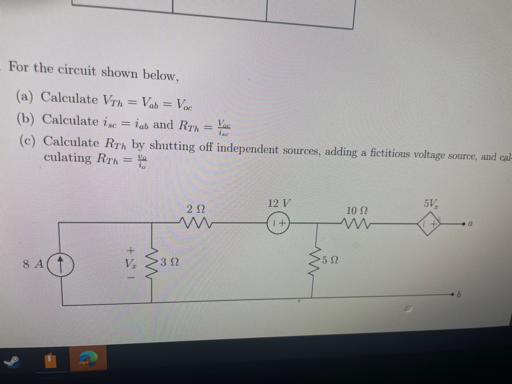 Solved For the circuit shown below,(a) ﻿Calculate | Chegg.com