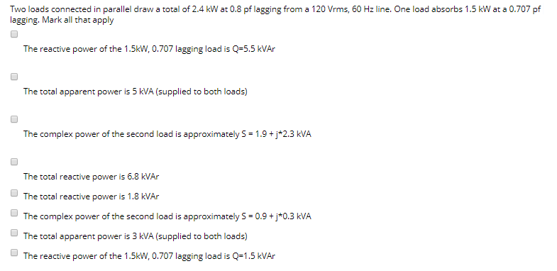 Solved Two loads connected in parallel draw a total of 2.4 | Chegg.com