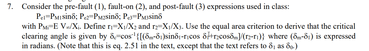 Solved 7. Consider the pre-fault (1), fault-on (2), and | Chegg.com