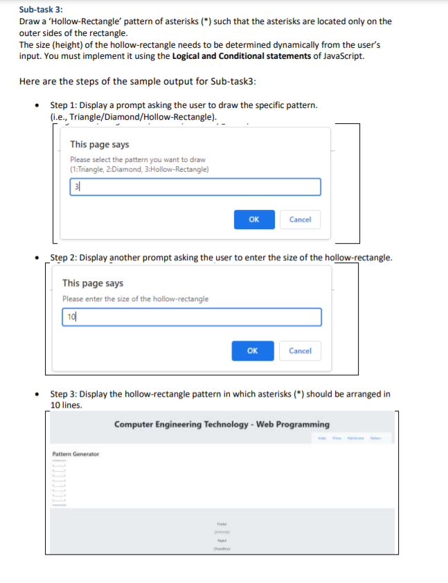 Solved Task 5 Create a web page named 'Pattern.html' that | Chegg.com