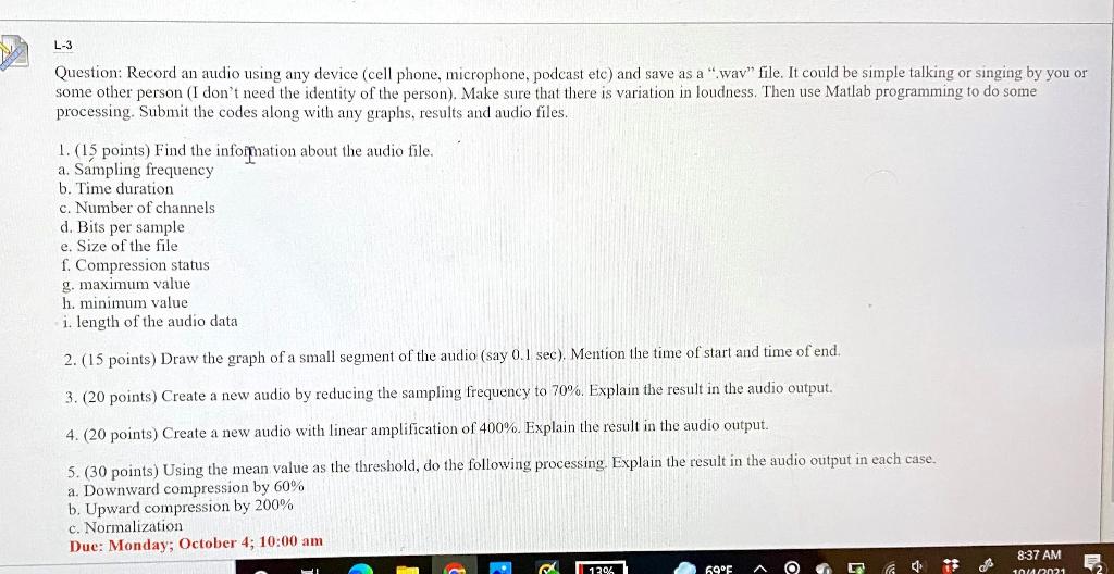 L-3 Question: Record an audio using any device (cell | Chegg.com