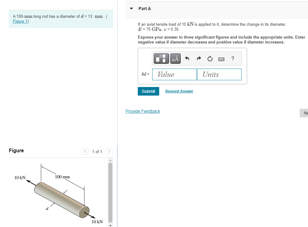 Solved A 100-mm ﻿long rod has a diameter of Figure 1)Part | Chegg.com