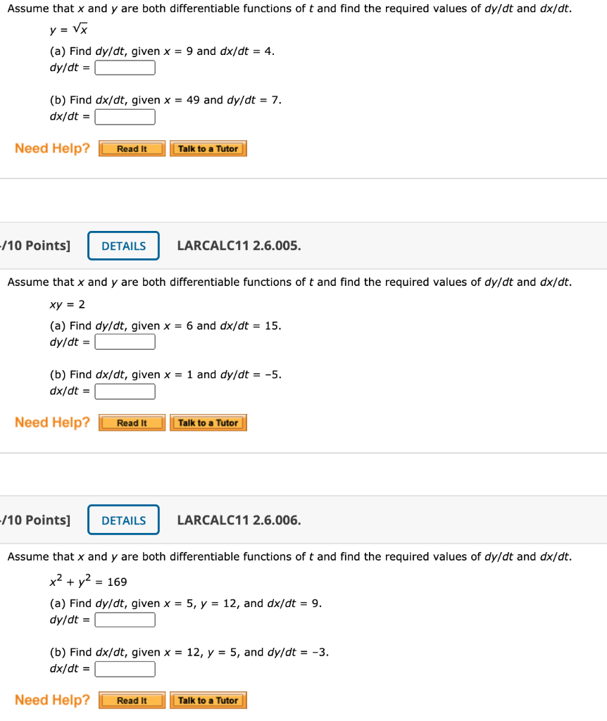 Solved Assume that x and y are both differentiable functions | Chegg.com