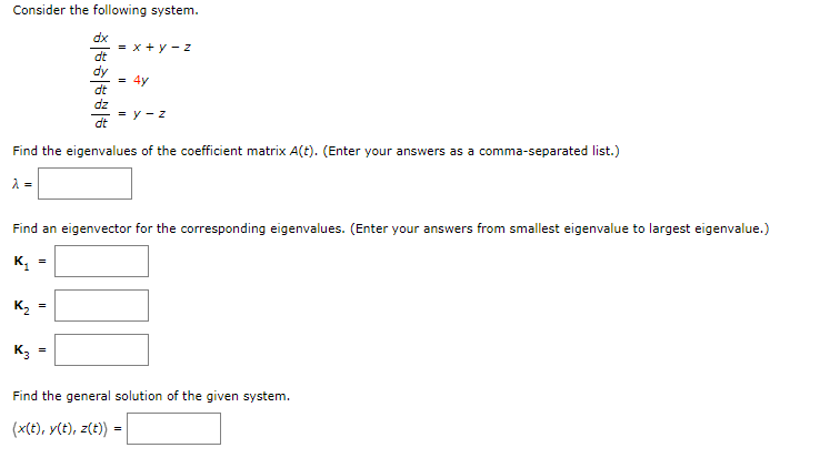 Solved Consider the following system. dx = x+y-z 888st of = | Chegg.com