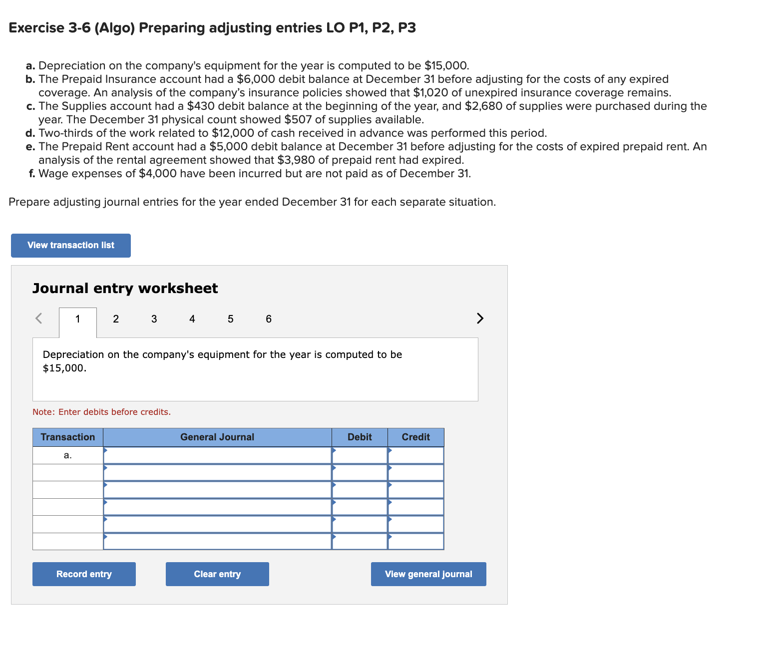 Solved Exercise 3-6 (Algo) Preparing adjusting entries LO | Chegg.com
