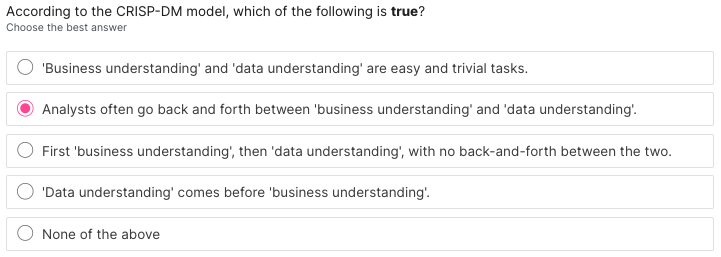 Solved According to the CRISP-DM model, which of the | Chegg.com