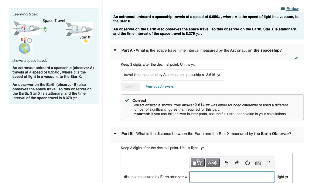 Solved Review Learning Goal: Space Travel An astronaut | Chegg.com