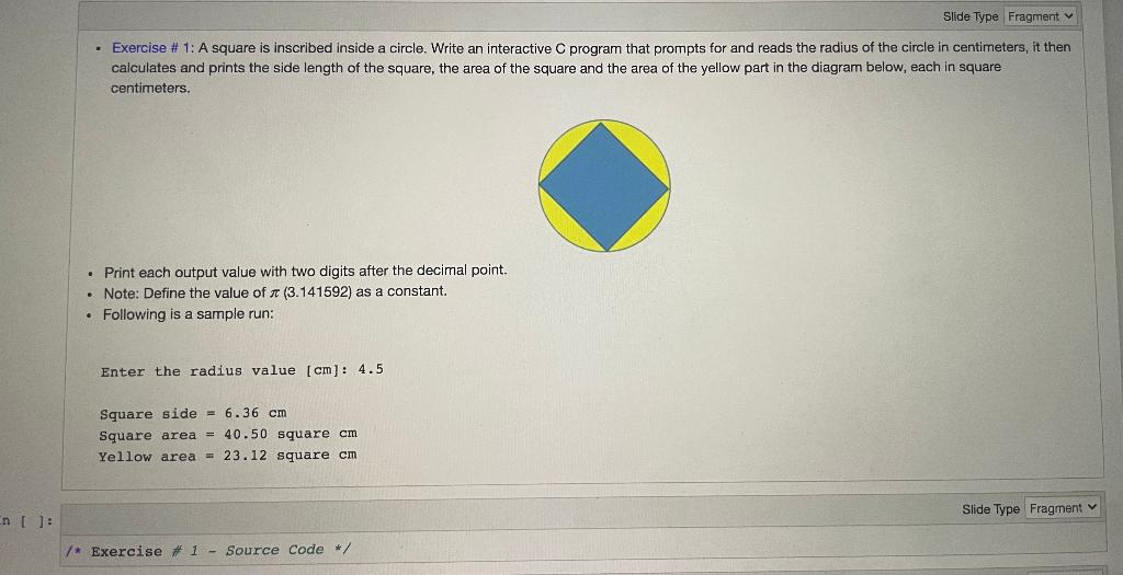 Solved Slide Type Fragment • Exercise # 1: A square is | Chegg.com