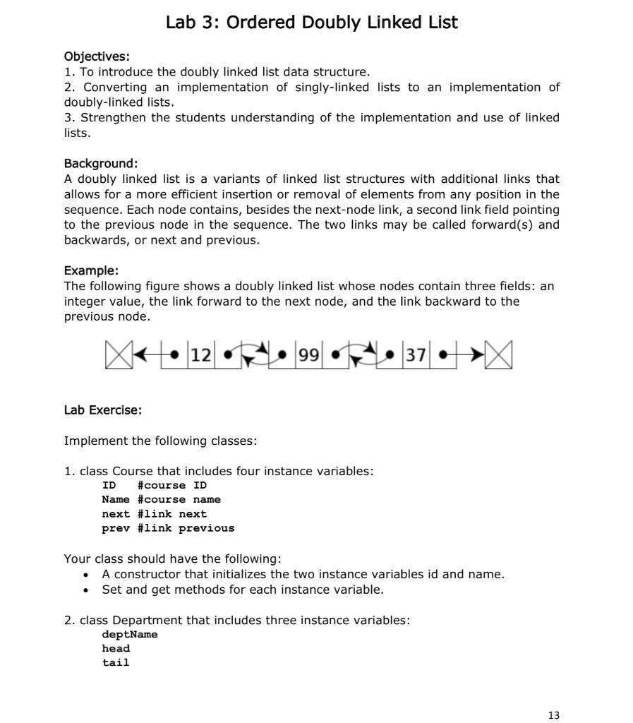 Solved Lab 3 Ordered Doubly Linked List Objectives 1 To