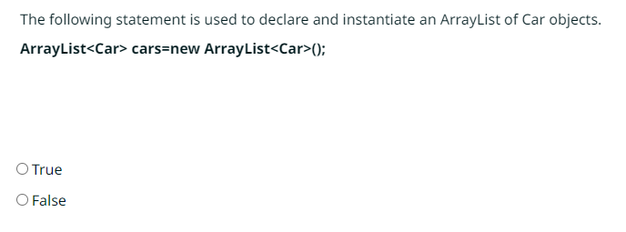 Solved The following statement is used to declare and | Chegg.com