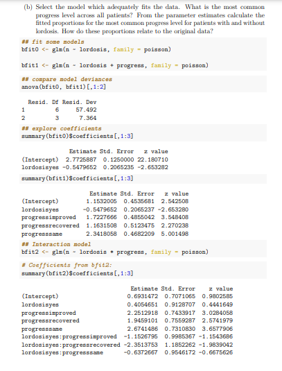 Solved The following data come form a study of back pain | Chegg.com