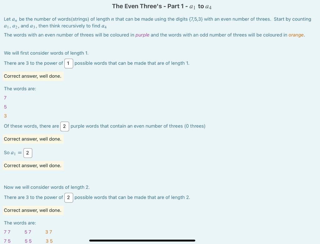 Solved The Even Three's - Part 1 - a to a4 Let a, be the | Chegg.com