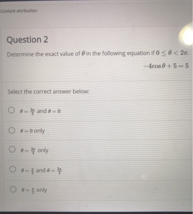 Solved Content attribution Question 2 Determine the exact | Chegg.com