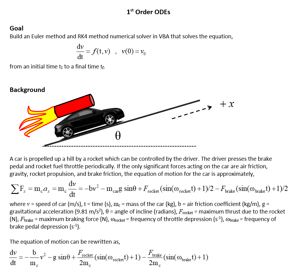 Solved 1st Order ODEs Goal Build an Euler method and RK4 | Chegg.com