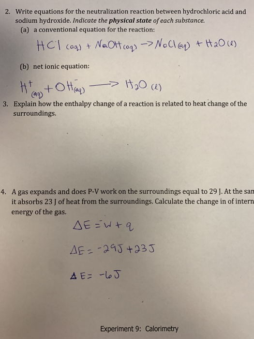 Solved Write equations for the neutralization reaction | Chegg.com