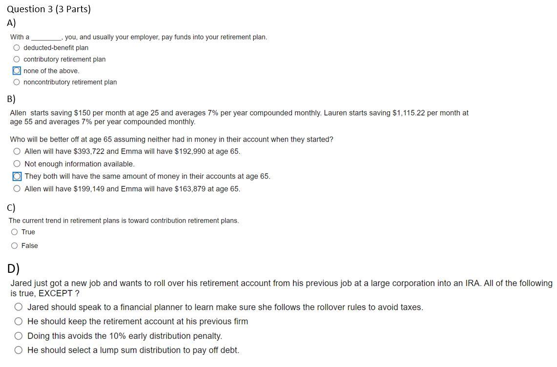 Question 3 (3 Parts) A) With a you, and usually your | Chegg.com