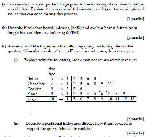 (a) Tokenisation is an important stage prior to the | Chegg.com