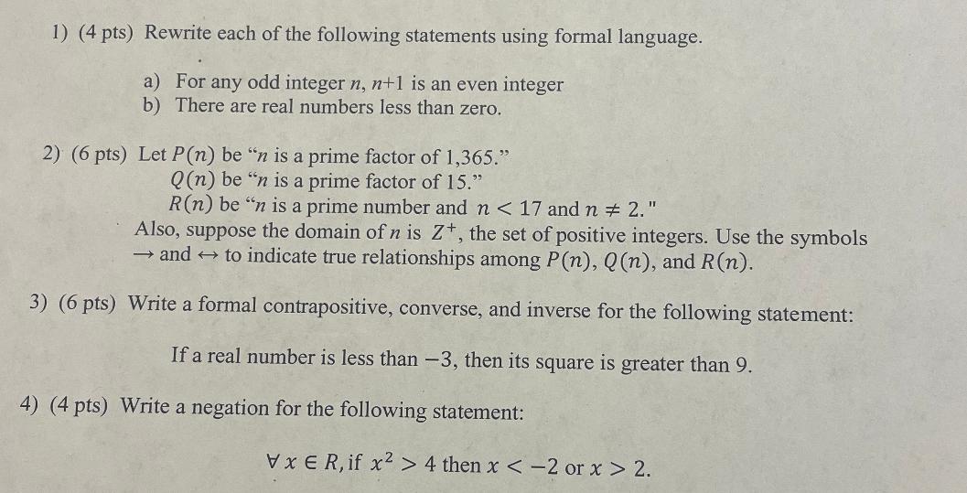 Solved 1) (4 pts) Rewrite each of the following statements | Chegg.com
