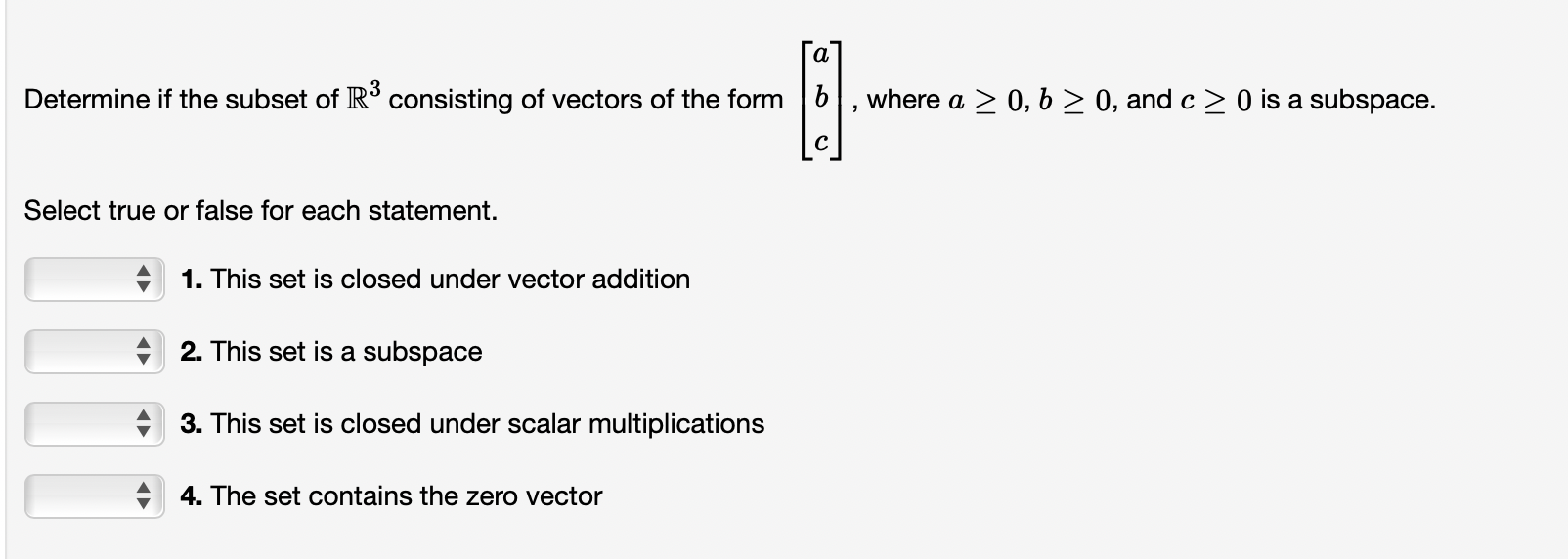 Solved Determine if the subset of R3 consisting of vectors | Chegg.com