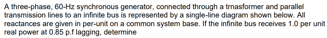 Solved A three-phase, 60-Hz synchronous generator, connected | Chegg.com