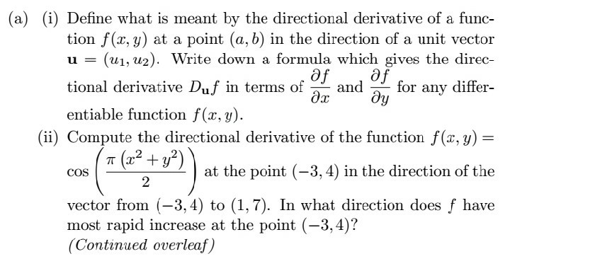 Solved (i) Define what is meant by the directional | Chegg.com