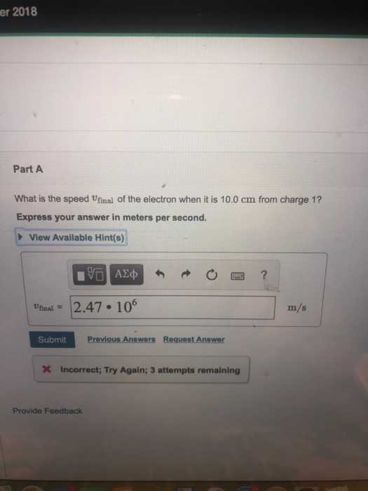 Solved Speed of an Electron in an Electric Field Constants | Chegg.com