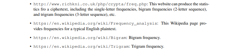 2.1 Task 1: Frequency Analysis Against Monoalphabetic | Chegg.com