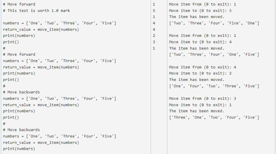 Solved move_item has one mandatory parameter: - items The | Chegg.com