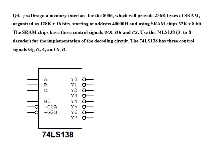 Solved Design a memory interface for the 8086, which | Chegg.com