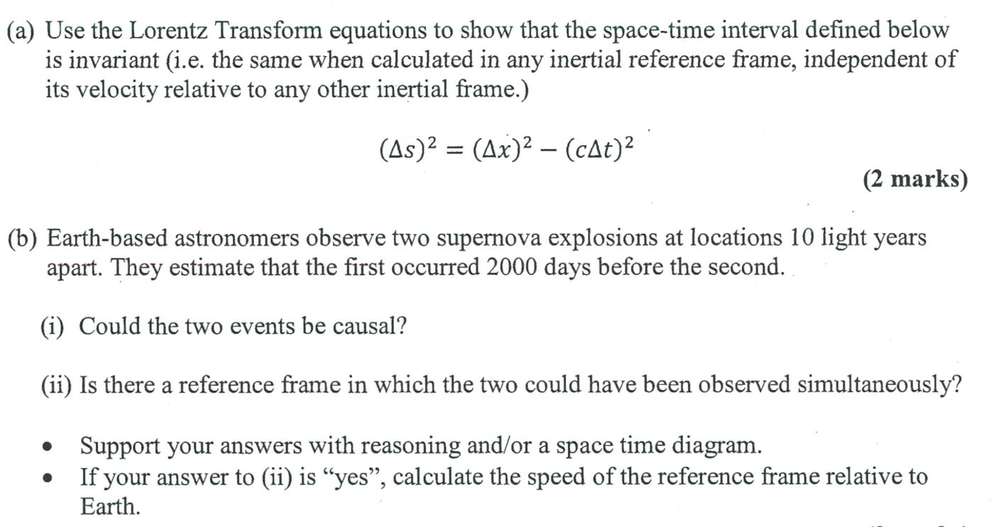 Solved A Use The Lorentz Transform Equations To Show That