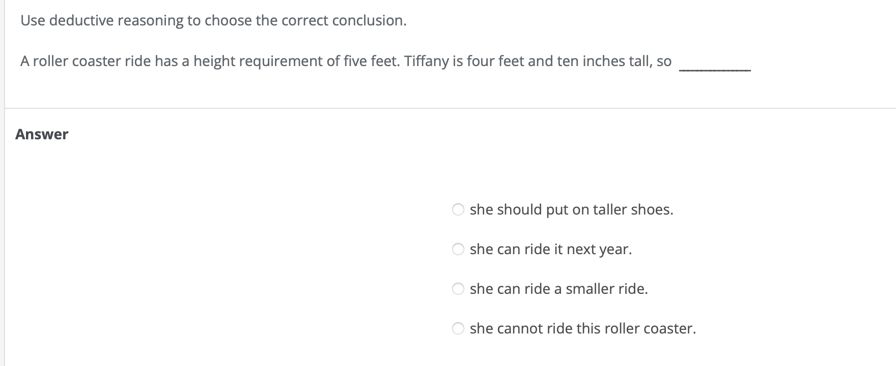 Use deductive reasoning to choose the correct | Chegg.com