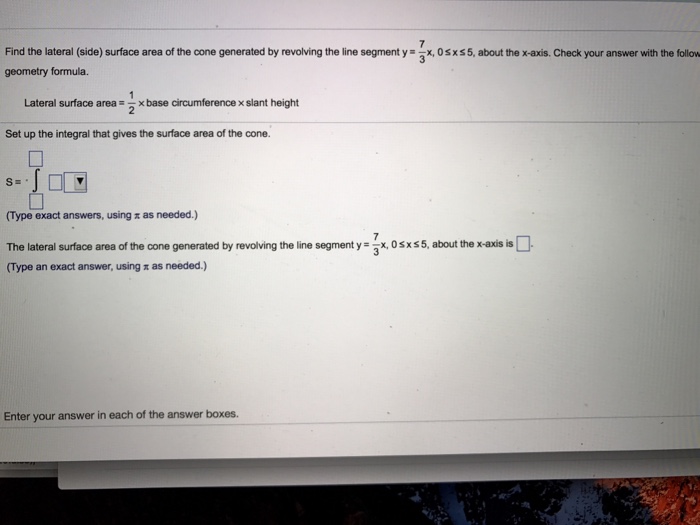 Solved Find the lateral side geometry formula. surface area | Chegg.com