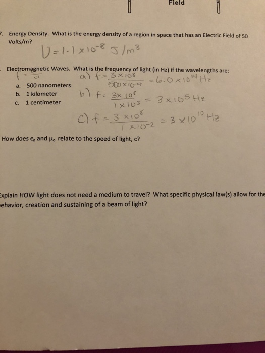 Solved Field Energy Density, what is the energy density of a | Chegg.com