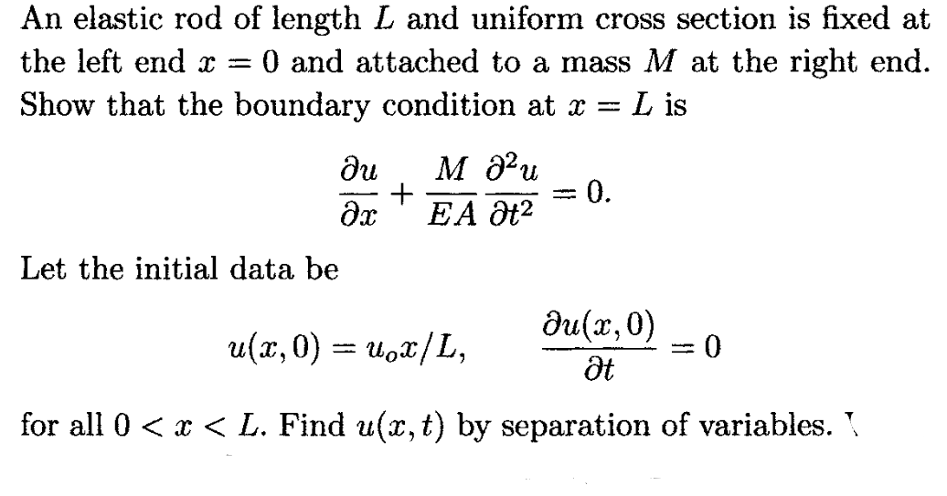 Solved An elastic rod of length L and uniform cross section | Chegg.com