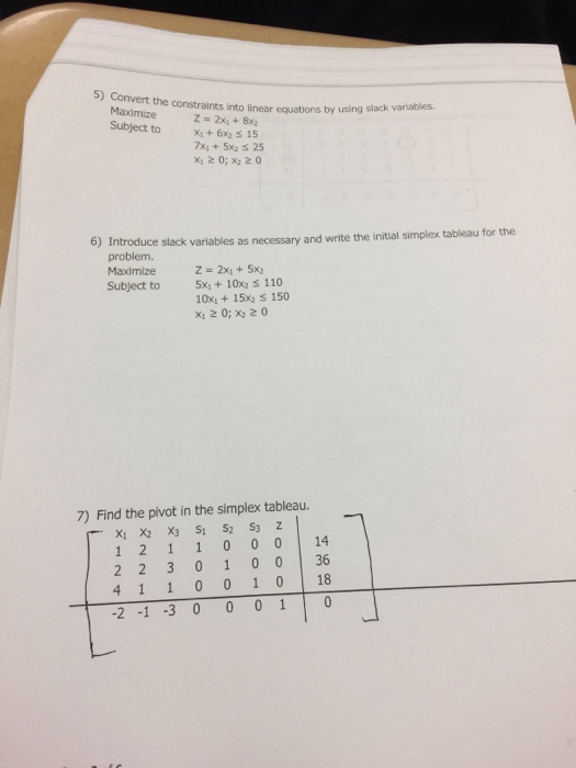 Solved Convert the constraints into linear equations by | Chegg.com