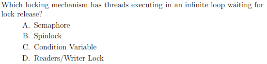 Solved Which locking mechanism has threads executing in an | Chegg.com